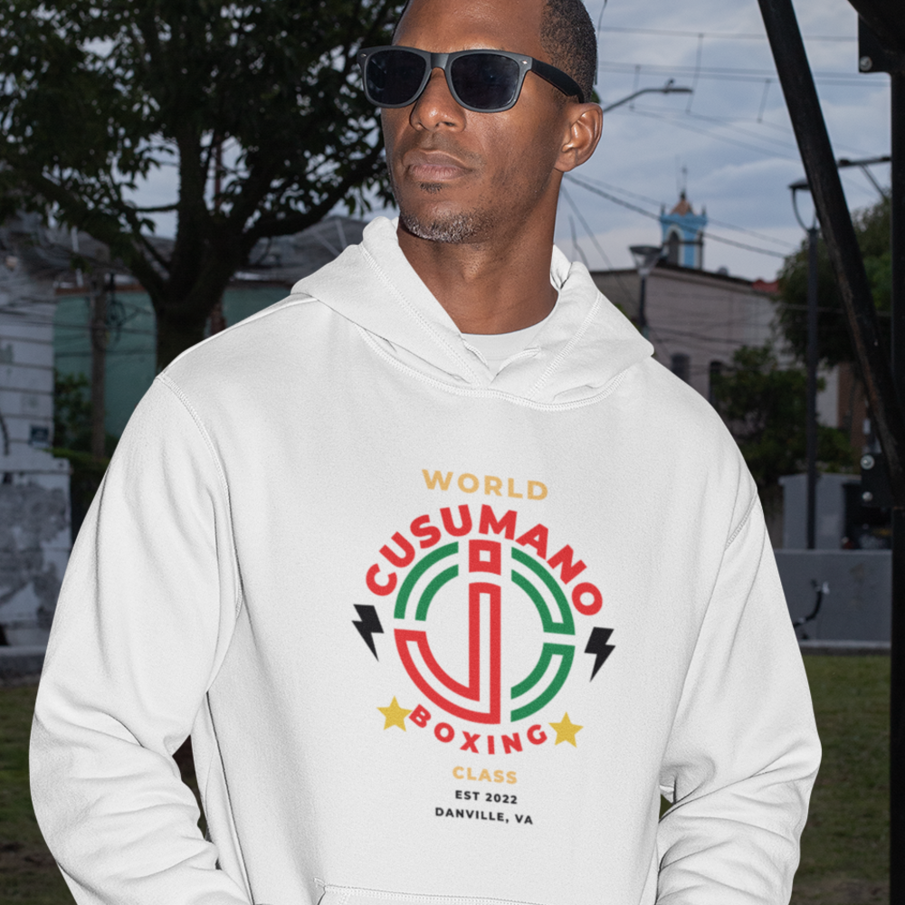 Male World Cusumano Boxing EST 2022 Men's Hoodie, Black Logo | MILLIONS