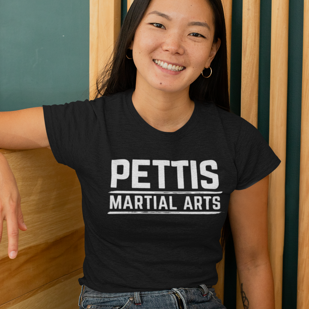 Pettis Martial Arts Gym T-Shirt, White Logo | MILLIONS