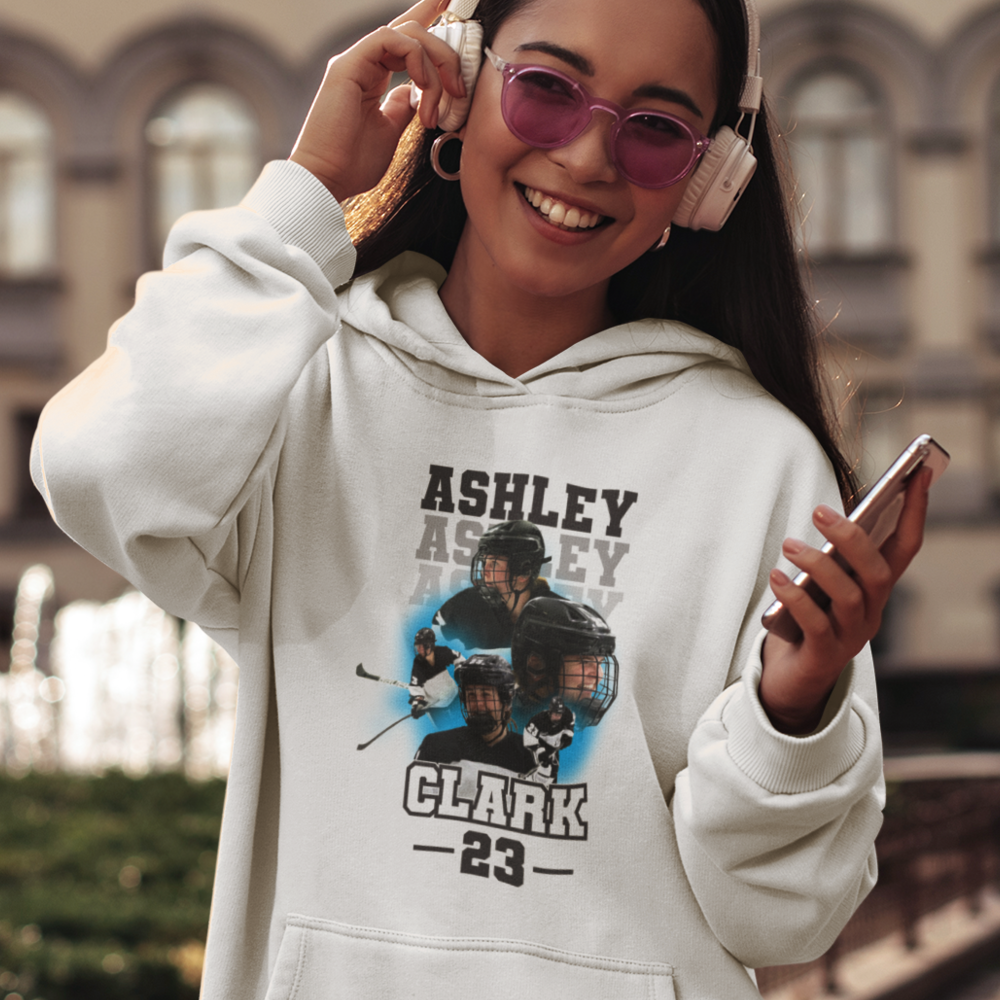 #23 Ashley Clark Unisex Graphic Hoodie, Dark Logo | MILLIONS