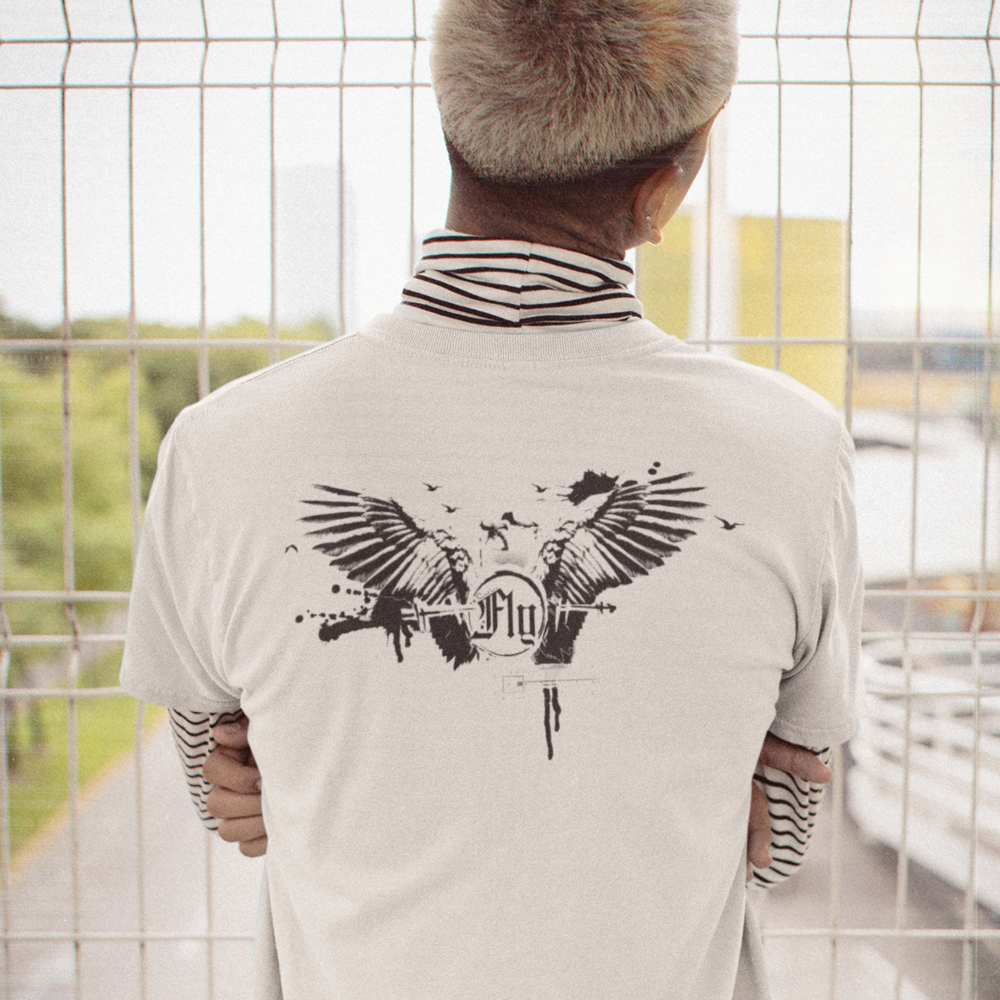 Male Fearless Fly by Anicka Newell Men's T-Shirt, Black Logo | MILLIONS