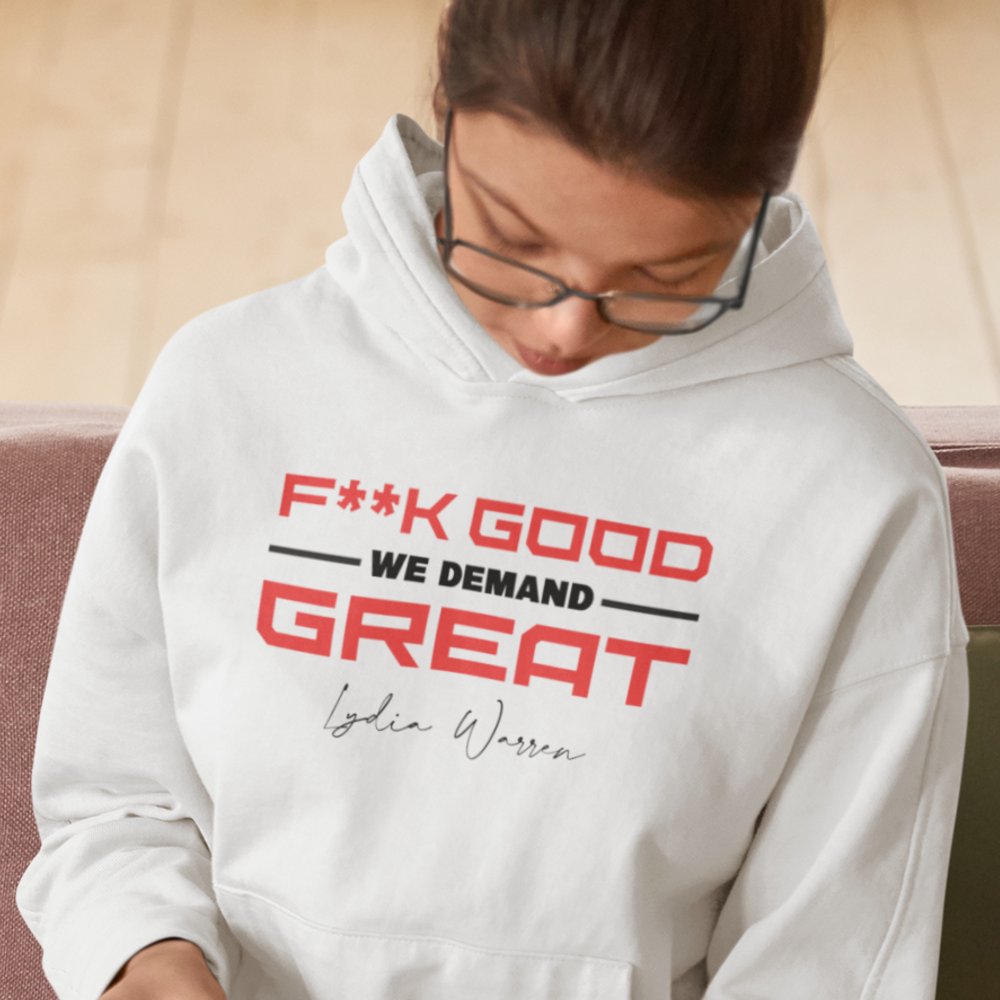 Female We Demand By Lydia Warren Women's Hoodie, Dark Logo | MILLIONS