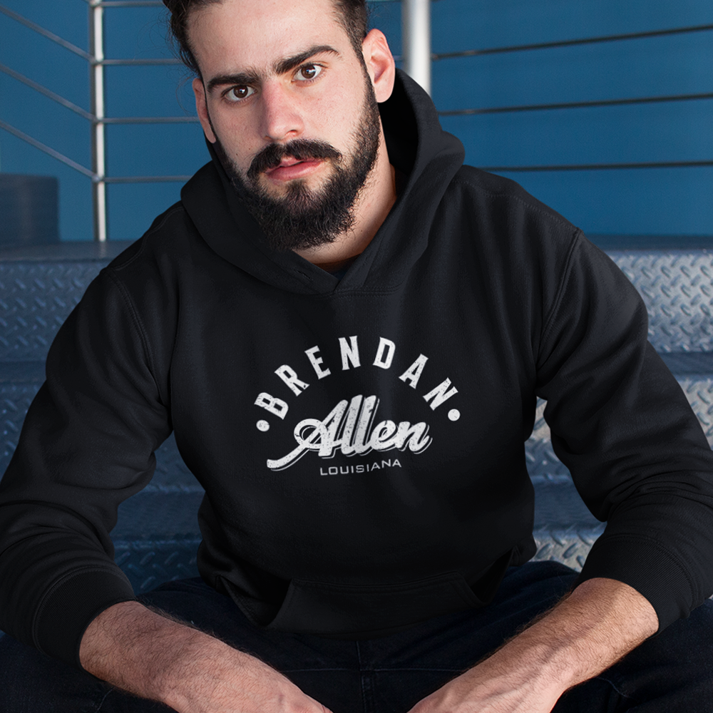Male Brendan "All In" Allen Men's Hoodie, White Logo | MILLIONS