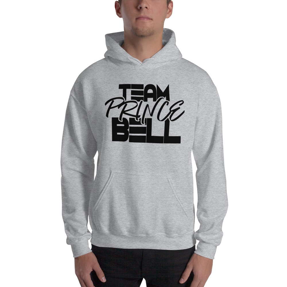 Male "Team Prince Bell" by Albert Bell, Men's Hoodie, Black Logo | MILLIONS