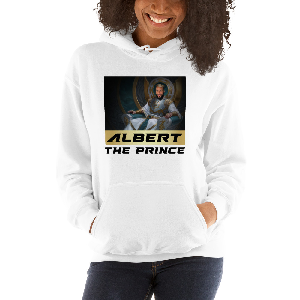 Female Albert The Prince Women's Hoodie, Black Logo | MILLIONS