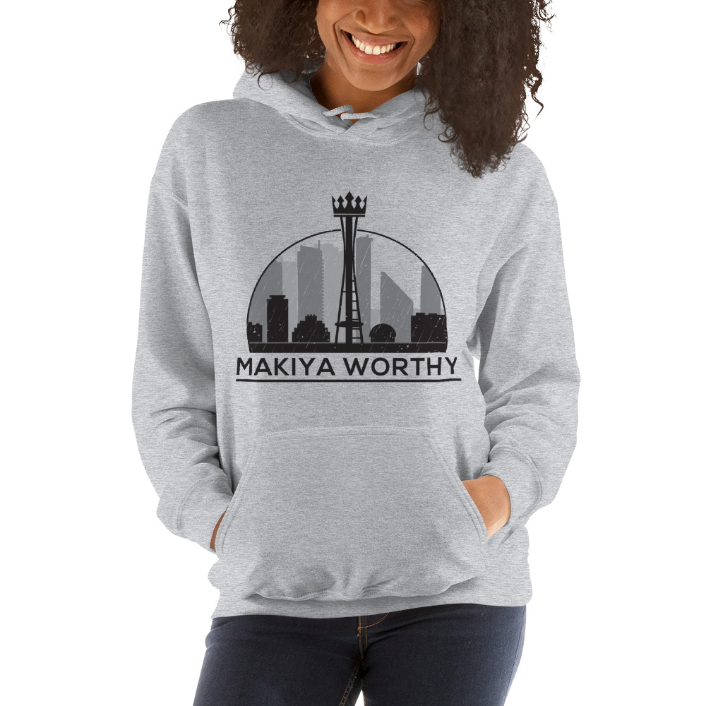 Female Makiya Worthy Women's Hoodie, Black Logo | MILLIONS
