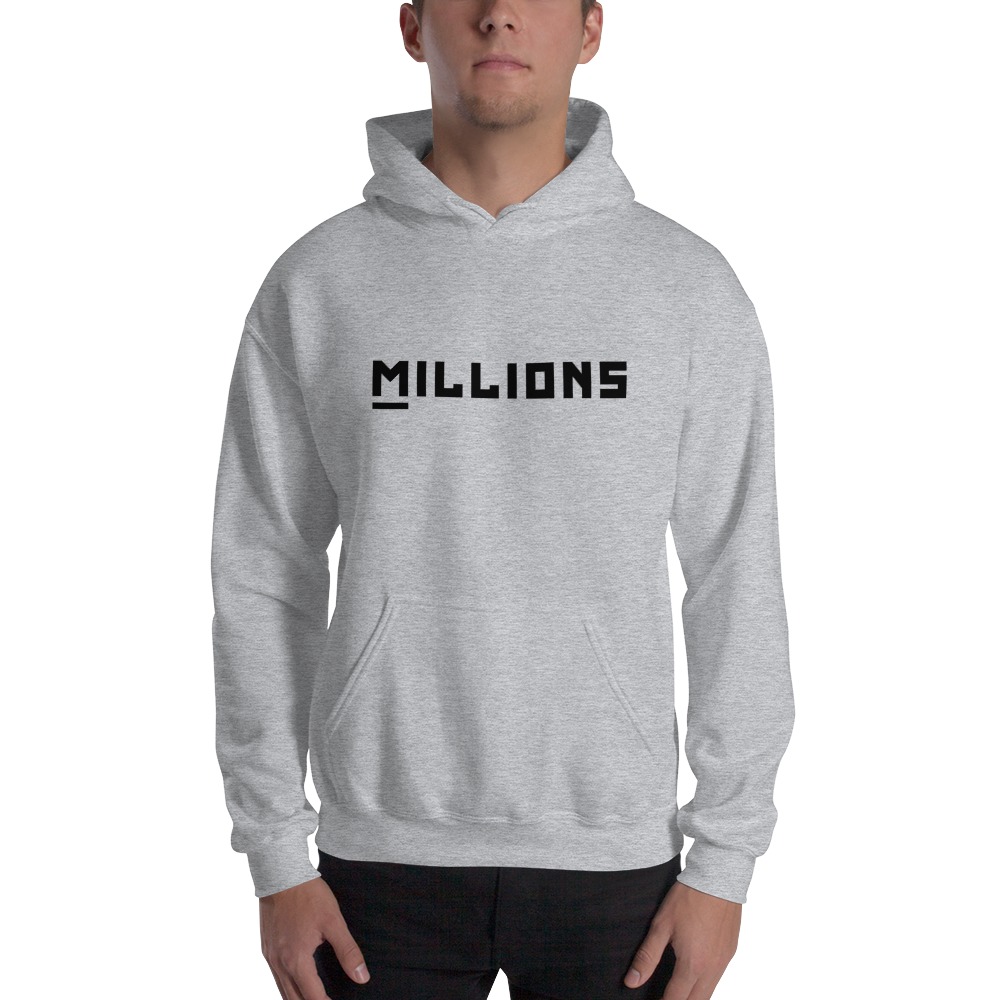 Male Millions Men's Hoodie, Black Logo | MILLIONS