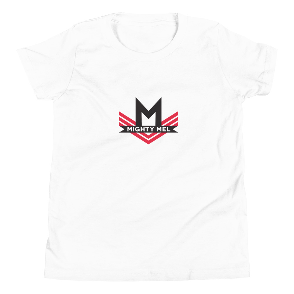Male Stay Mighty by Melanie Muto Men’s T-Shirt, Black Red Logo | MILLIONS