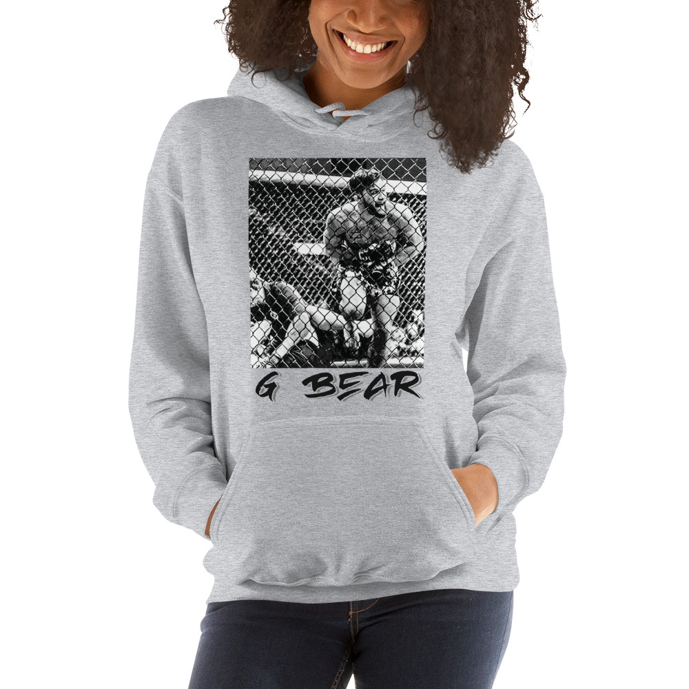 Female G Bear by Garrett Armfield Men's Hoodie, White Logo | MILLIONS