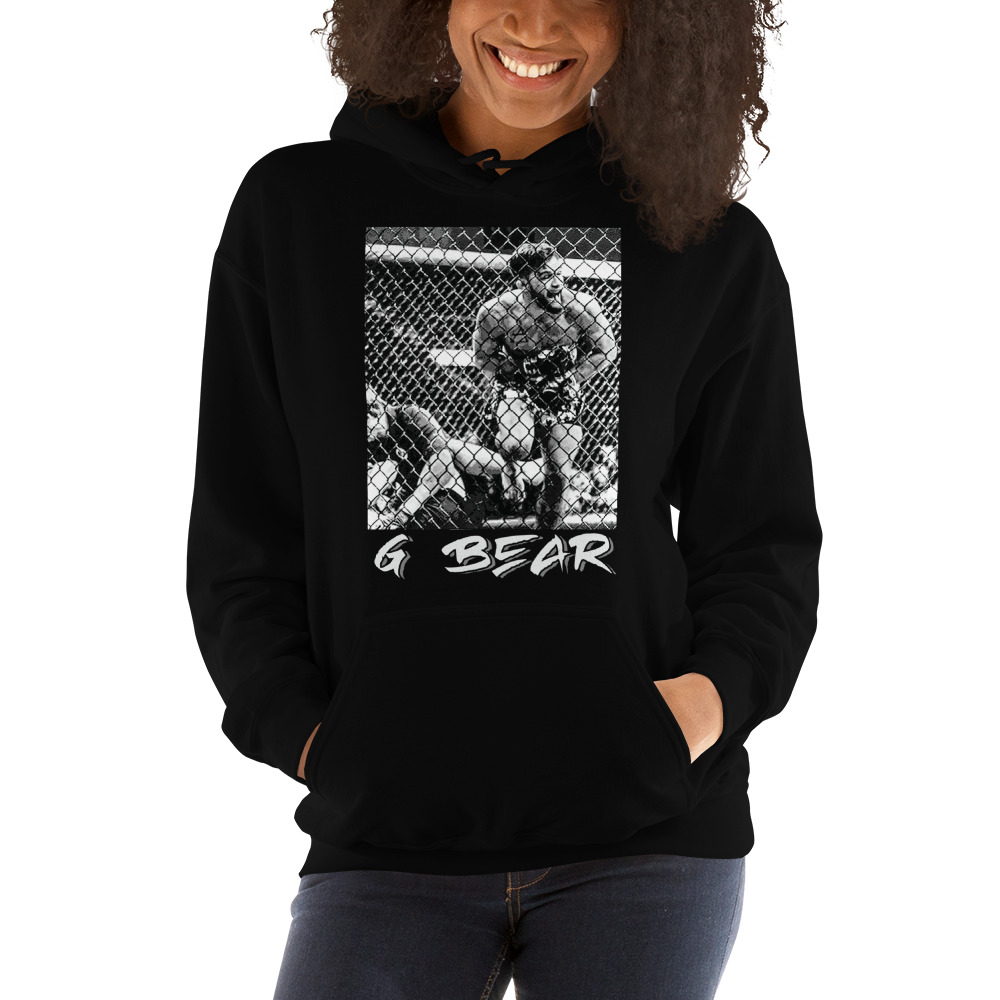 Female G Bear by Garrett Armfield Men's Hoodie, White Logo | MILLIONS