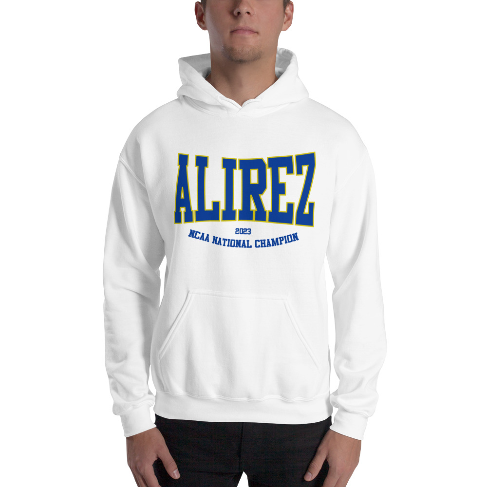 Andrew Alirez "2023 NCAA National Campion" Hoodie, Dark Logo | MILLIONS