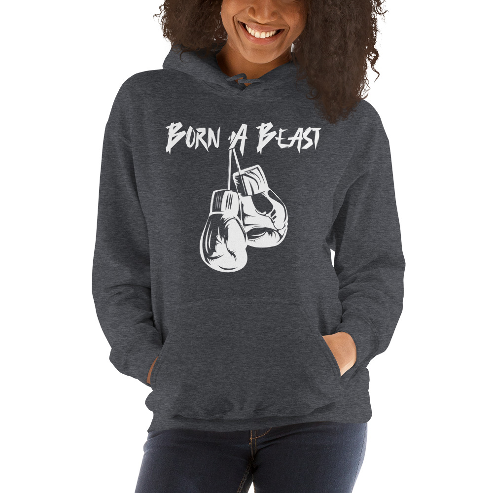 Born A Beast Raised A Dawg by Kendo Castaneda Unisex Hoodie, White Logo ...