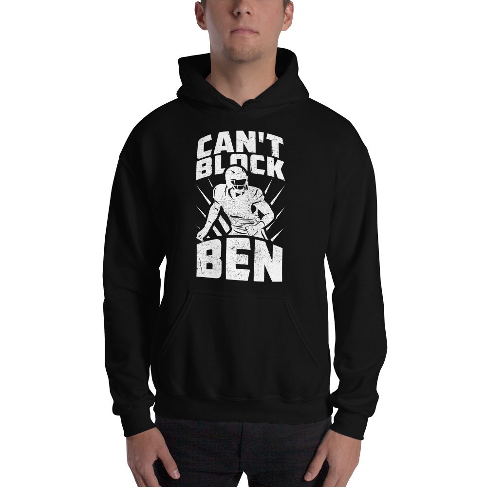 Male "Can't Block Ben" by Ben Desmarais Men's Hoodie, White Logo | MILLIONS